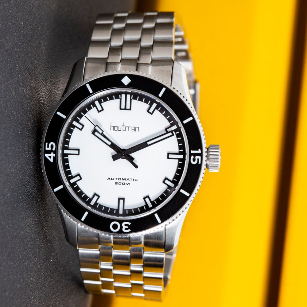 Houtman Pilbara White Dial Watch - Heavy Duty Dive Watches